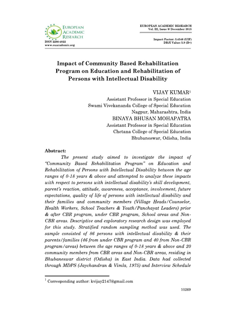 Community Based Rehabilitation-1 | PDF