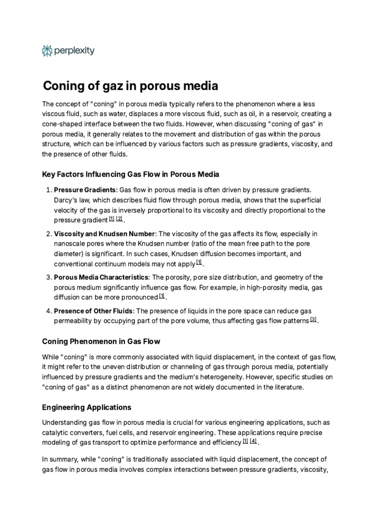 Understanding Gas Coning in Porous Media | PDF | Porosity | Porous Medium