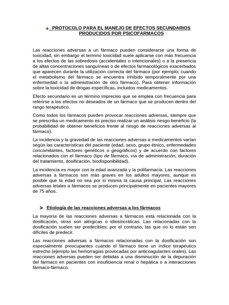 Protocolo para El Manejo de Efectos Secundarios Producidos Por Psicofarmacos | PDF | Alergia ...