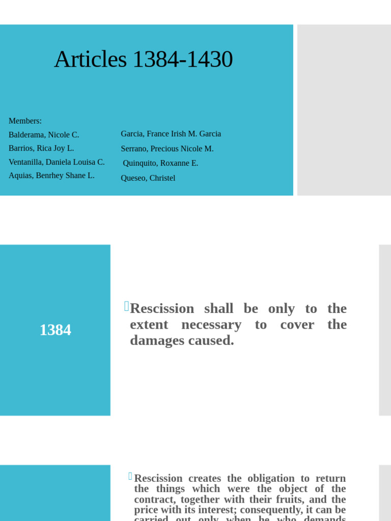 Overview of Contract Rescission Laws | PDF | Intestacy | Civil Law ...