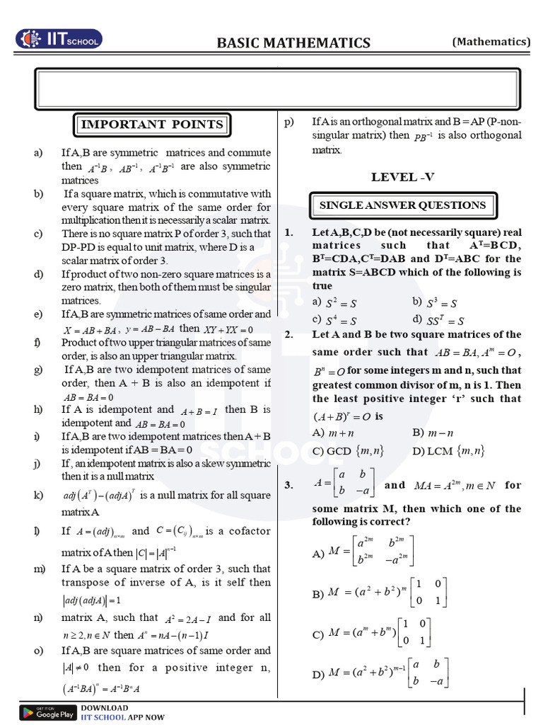 Sheet - 02 - Matrices | PDF | Matrix (Mathematics) | Eigenvalues And Eigenvectors