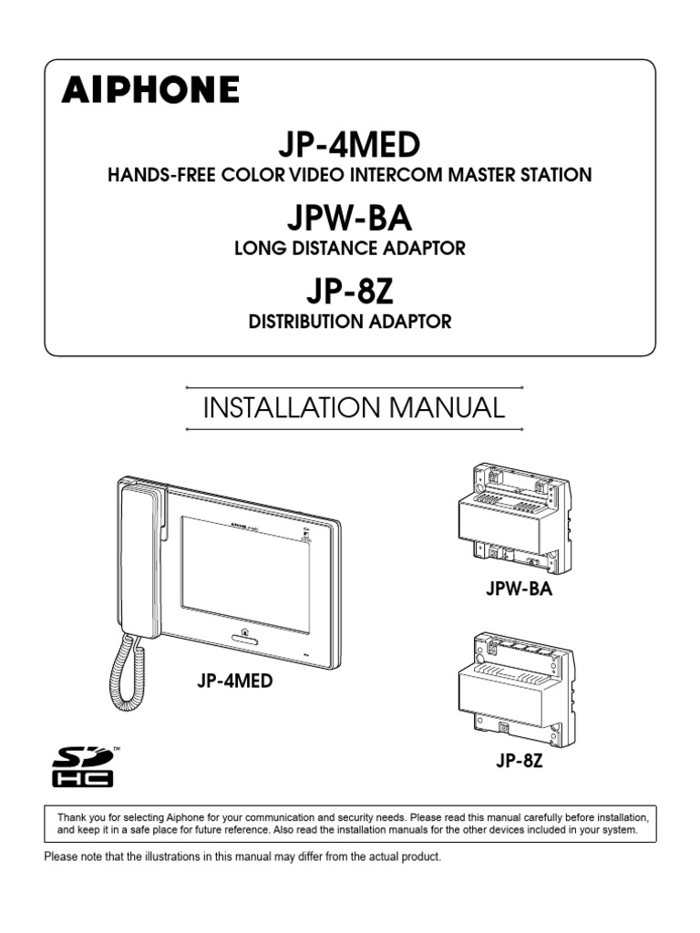 Aiphone JP-4MED Installation Guide | PDF | Alternating Current | Power Supply