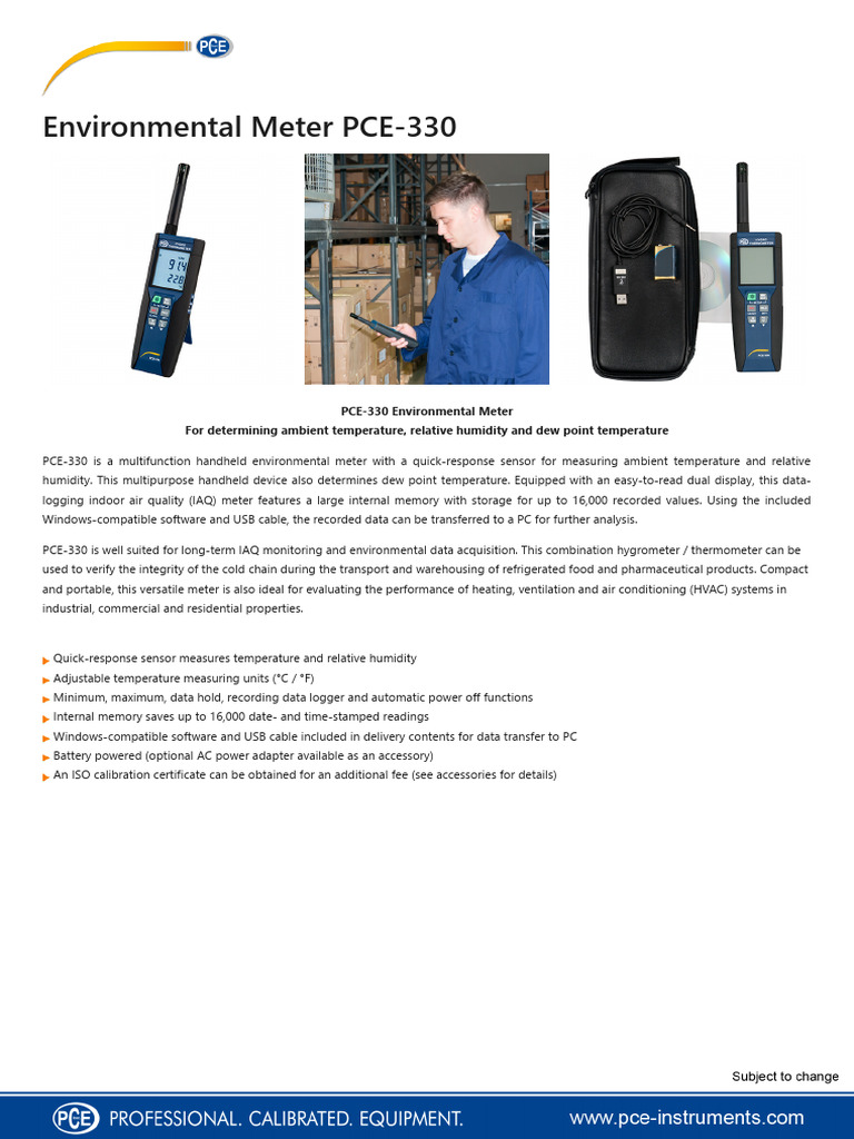 Data Sheet Pce 330 Pce Instruments | PDF | Humidity | Applied And ...