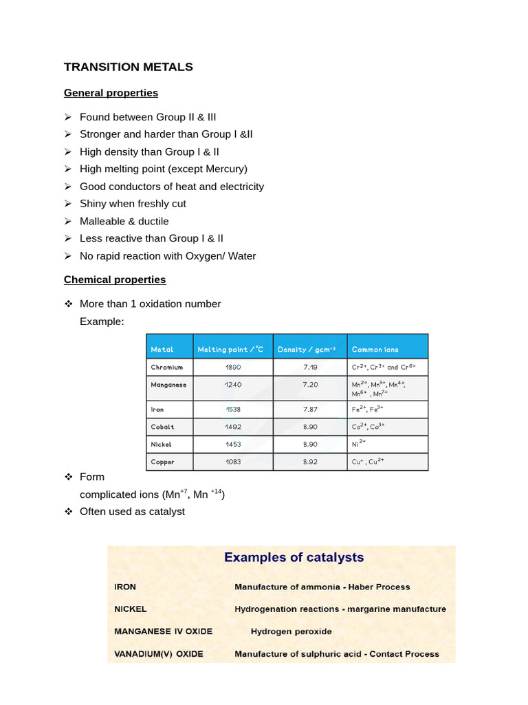 TRANSITION METALS | PDF