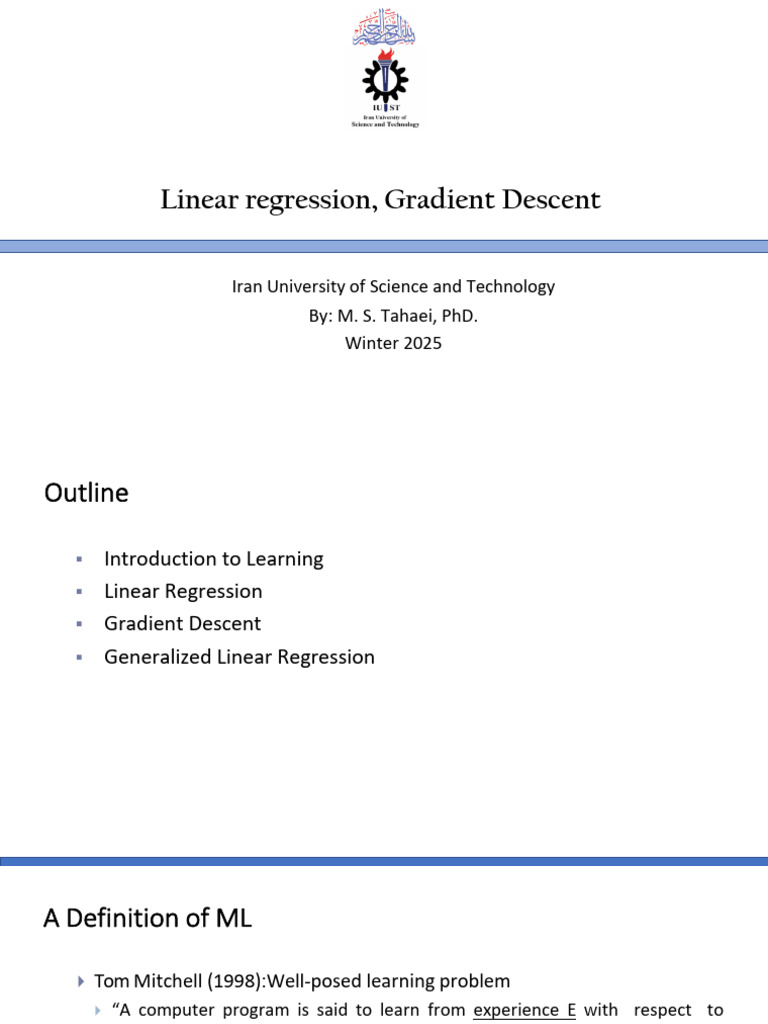 Linear Regression and Gradient Descent Guide | PDF | Regression ...