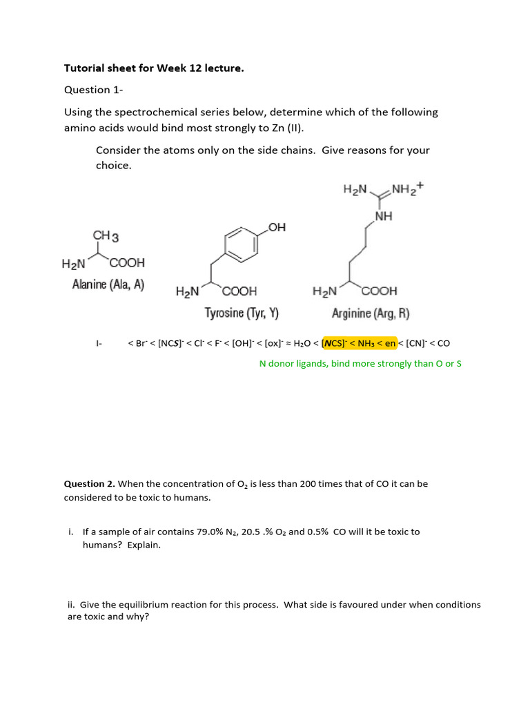 Tutorial Sheet For Week 12 Lecture | PDF