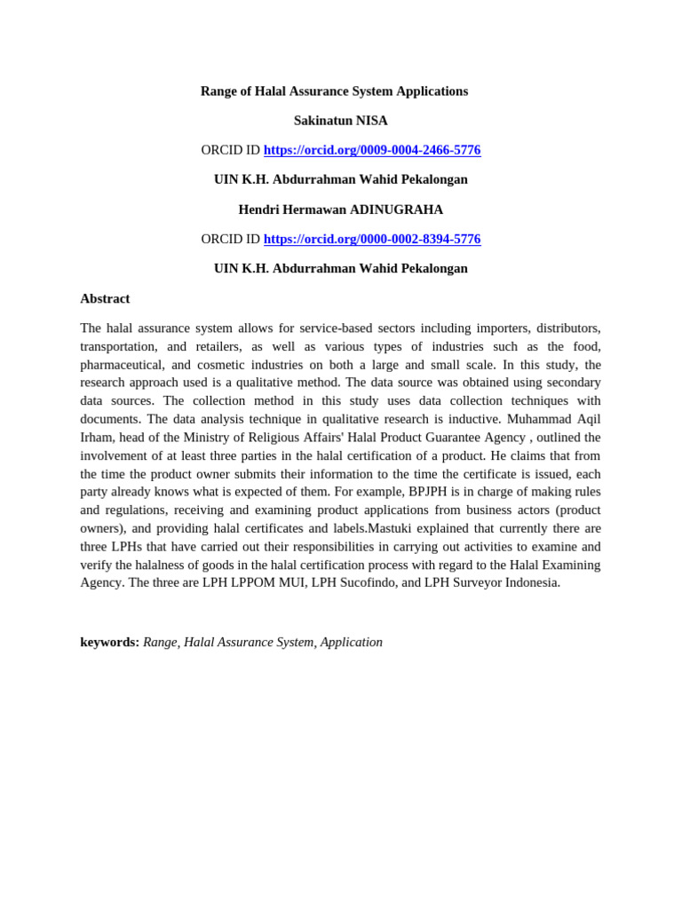 24. Abstrak Range of Halal Assurance System Applications | PDF