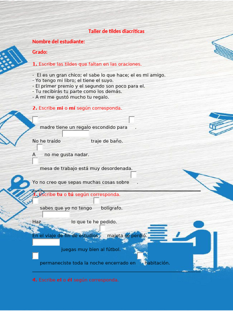 Taller de Tildes Diacríticas | PDF