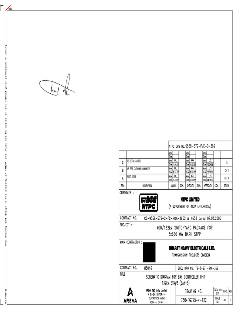 Schematic Diagram For Bay Controller Unit 132KV STN#3 (Bay-5) | PDF