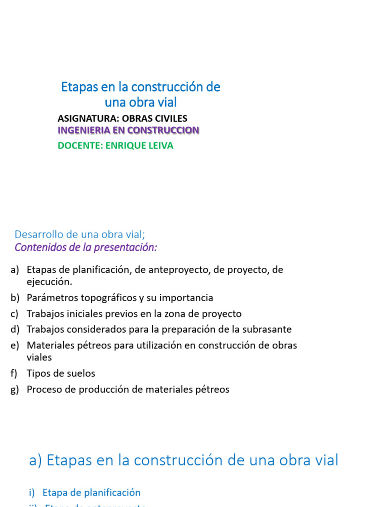 2º PPT Etapas Iniciales en La Construcción de Una Obra Vial | PDF ...