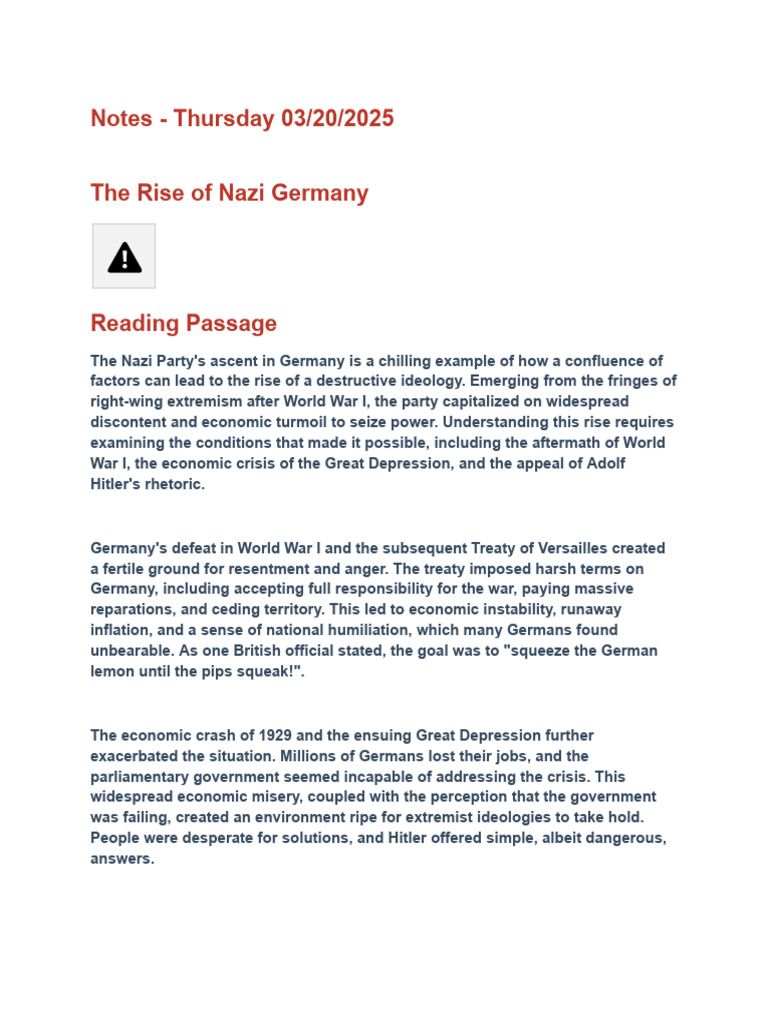 Factors Behind Nazi Germany's Rise | PDF | Nazi Germany | Nazism