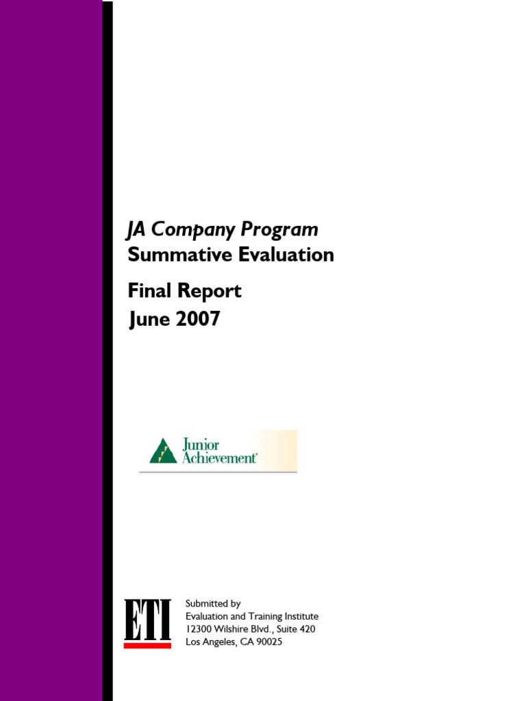 JA Company Program - Evaluation | PDF | Effect Size | Focus Group