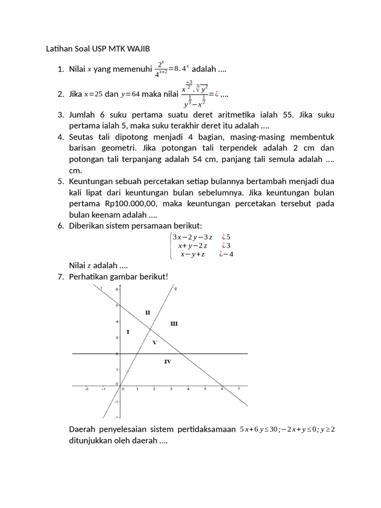 Latihan Soal MTK WAJIB | PDF