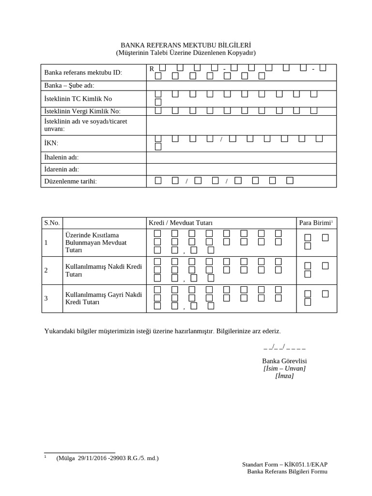 2022 49904 Banka Referans Bilgileri Formu KIK051 1 EKAP Y | PDF
