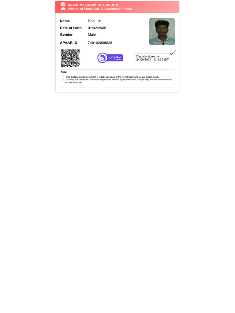 Digital Certificate of Ragul M | PDF