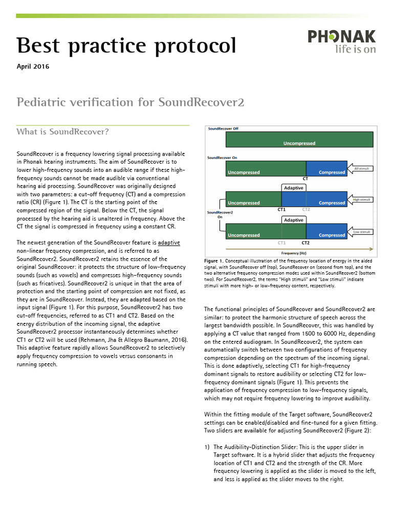 Best Practice Protocol Sound Recover2 Pediatric Verification | PDF | Hearing Aid | Frequency