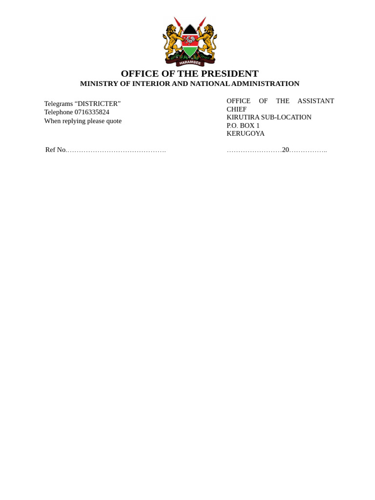 Office of the President Letterhead Sample | PDF