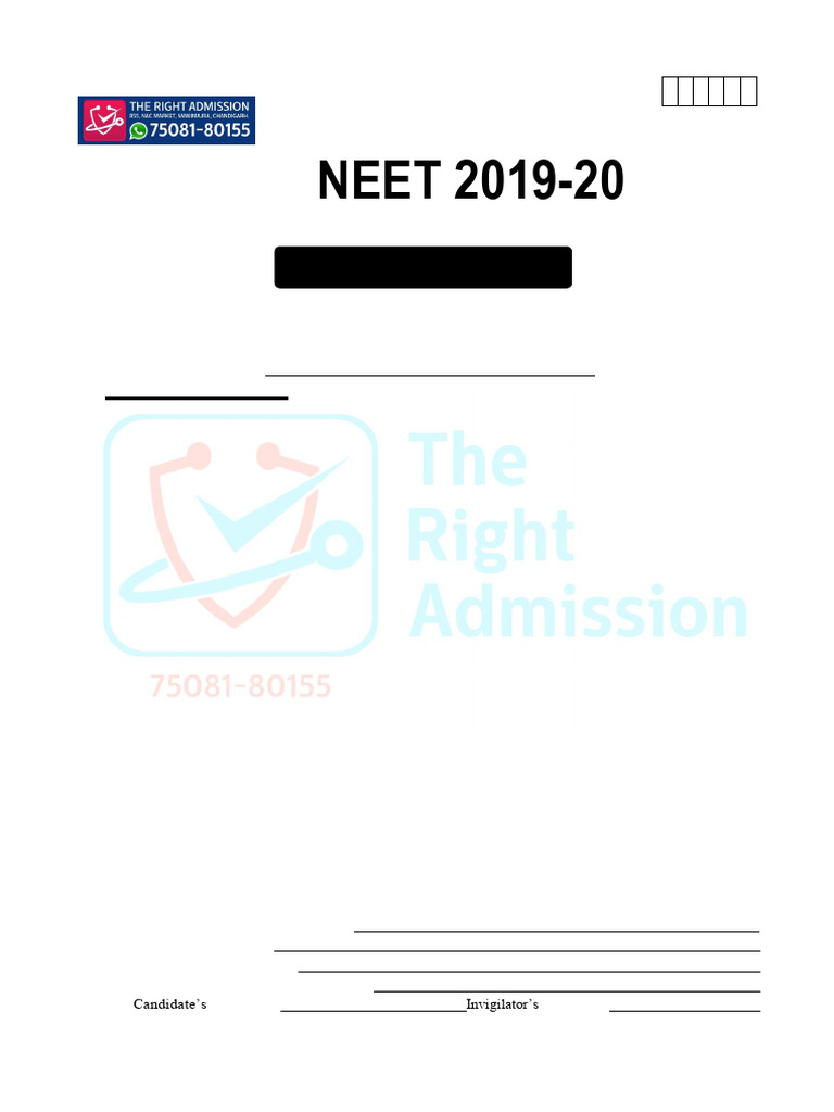 NEET 2019 20question Paper | PDF | Meiosis | Mitosis