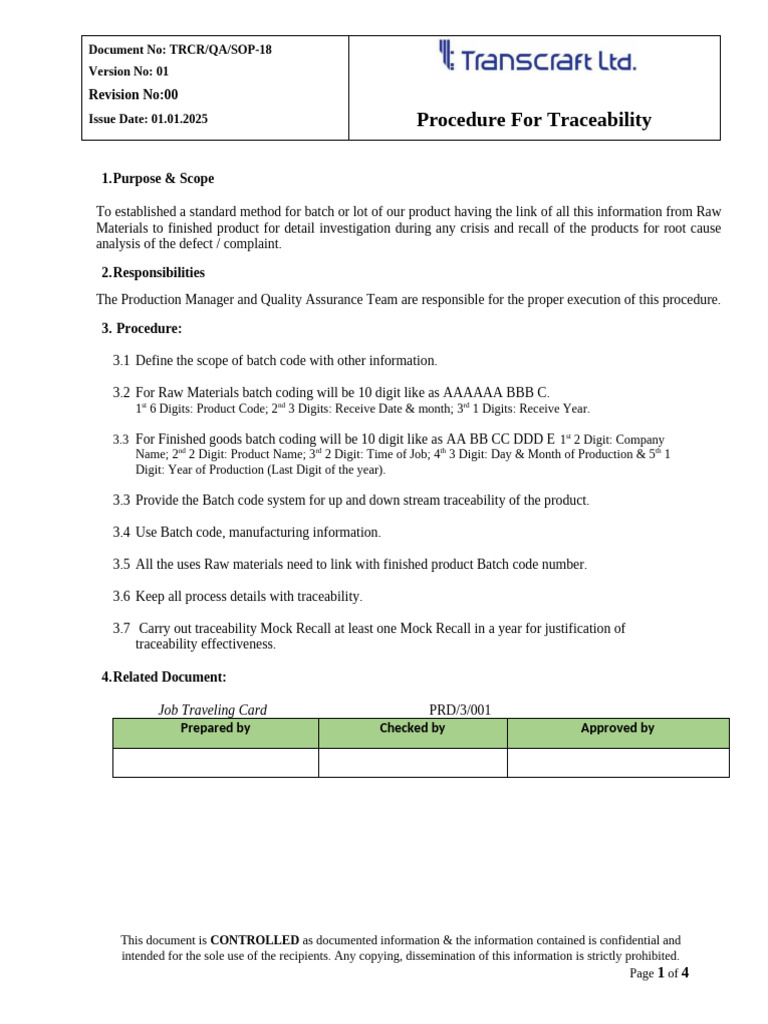 SOP For Traceability | PDF | Systems Thinking