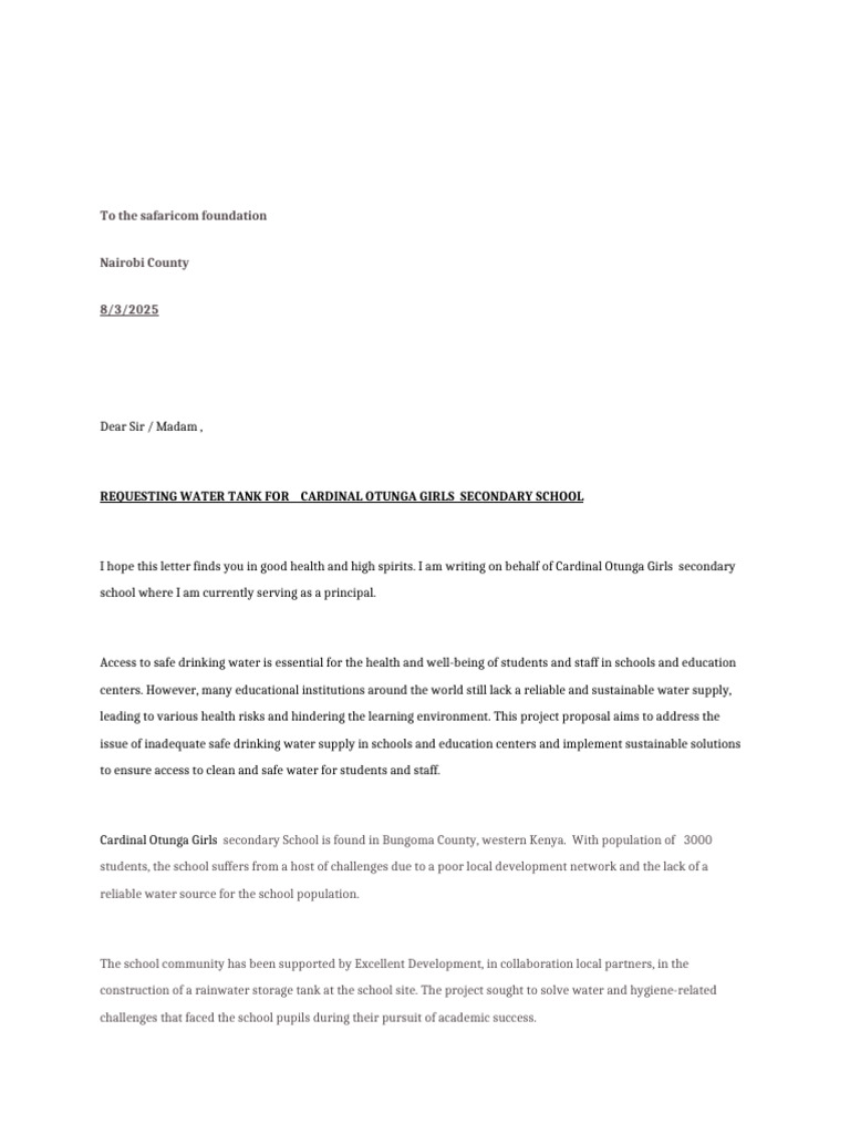 Water Proposal CARDINAL GIRLS | PDF | Water | Environmental Engineering