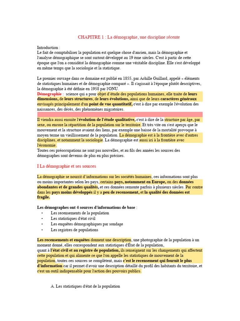 Introduction à la démographie moderne | PDF | Démographie | Recensement