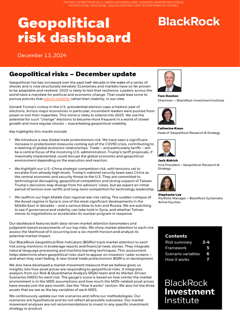 Geopolitical Risk Dashboard December 2024 | PDF | Risk | High Yield Debt