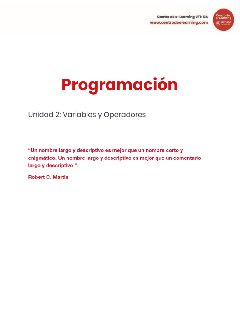 UNIDAD 2 - Variables y Operadores | PDF | Multiplicación | Variable ...