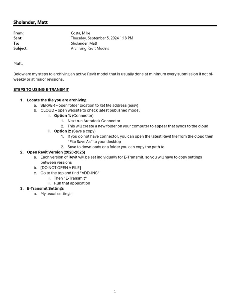 Revit Archive Notes | PDF