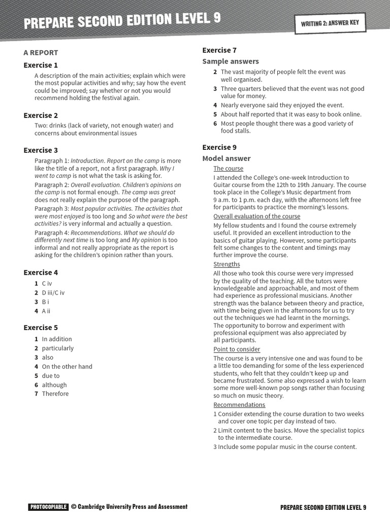 PREPARE L9 Writing Answer Key 04 | PDF | Learning | Cognition