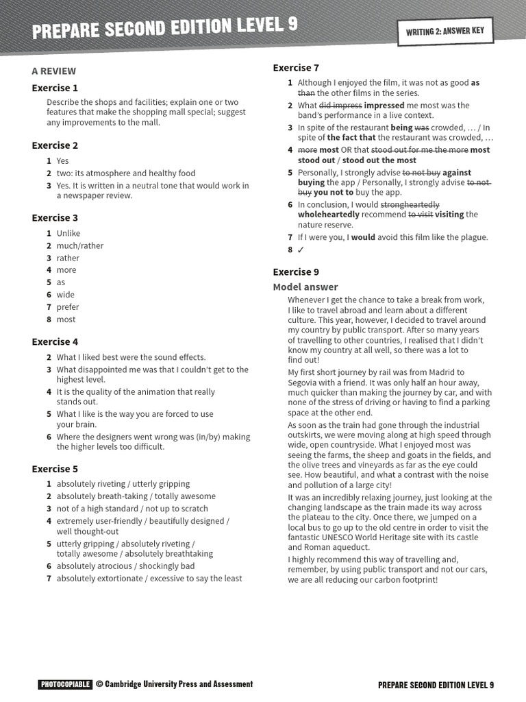 PREPARE L9 Writing Answer Key 05 | PDF