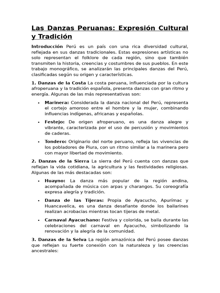 Las Danzas Peruanas | PDF | Bailes | Perú