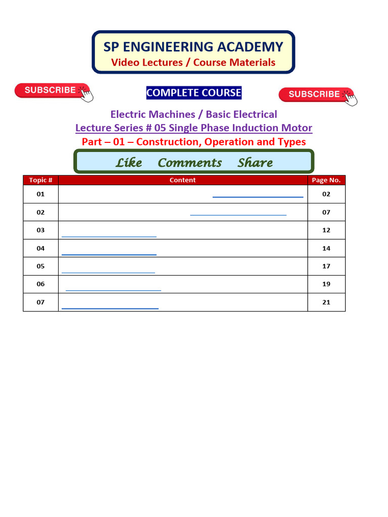 Single Phase Induction Motor Overview | PDF | Electric Motor | Electric ...