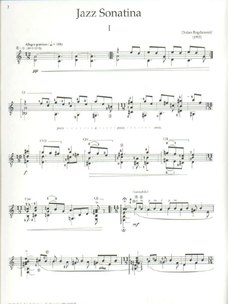 Dusan Bogdanovic Jazz Sonatina | PDF