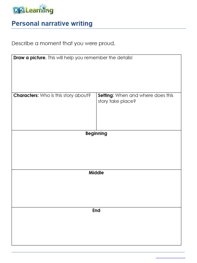 Grade 3 Personal Narrative Worksheet | PDF