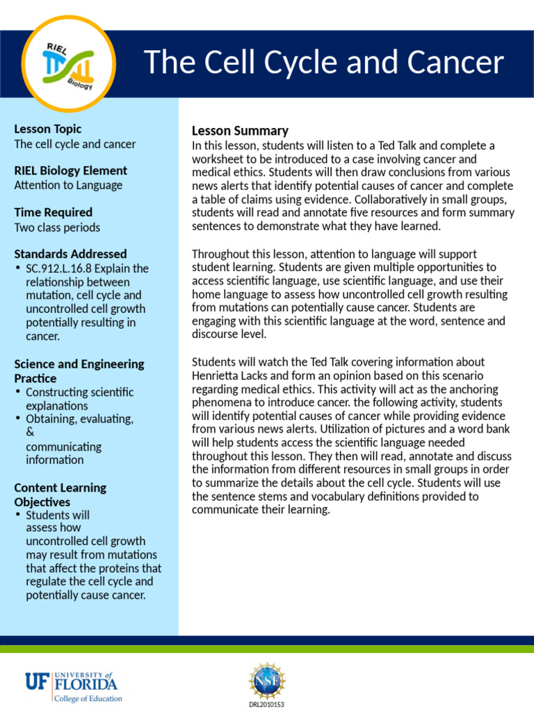 Cell Cycle, Mutations, and Cancer | PDF | He La | Oncogene