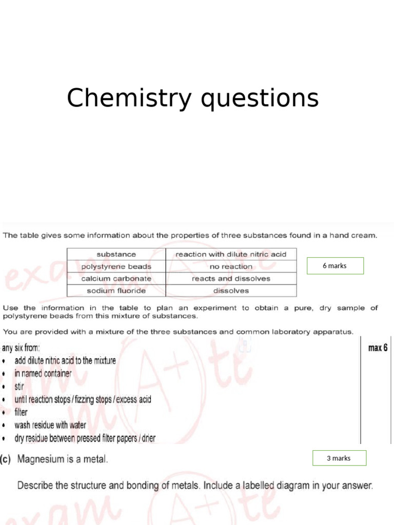 Chemistry Questions | PDF