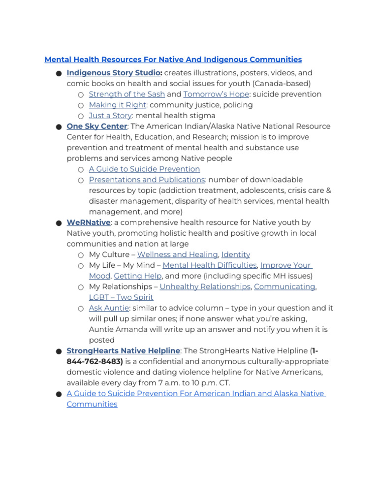 Indigenous Mental Health Resources | PDF
