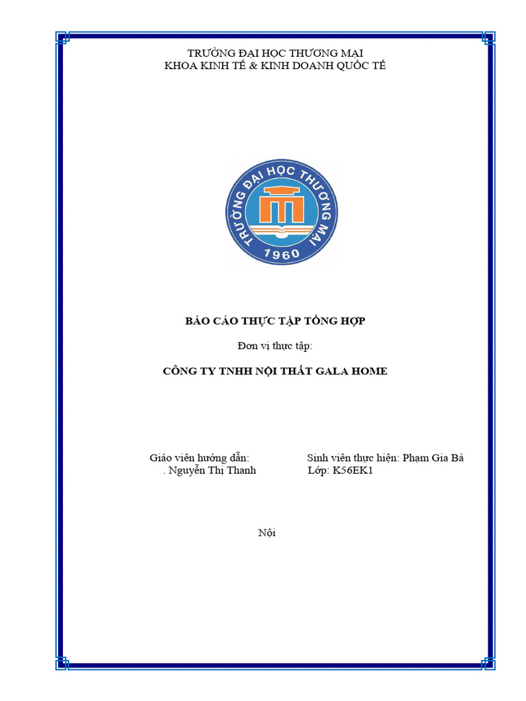 (123doc) - Bao-Cao-Thuc-Tap-Khoa-Kinh-Te-Dai-Hoc-Thuong-Mai-Cong-Ty-Tnhh-Noi-That-Gala-Home | PDF