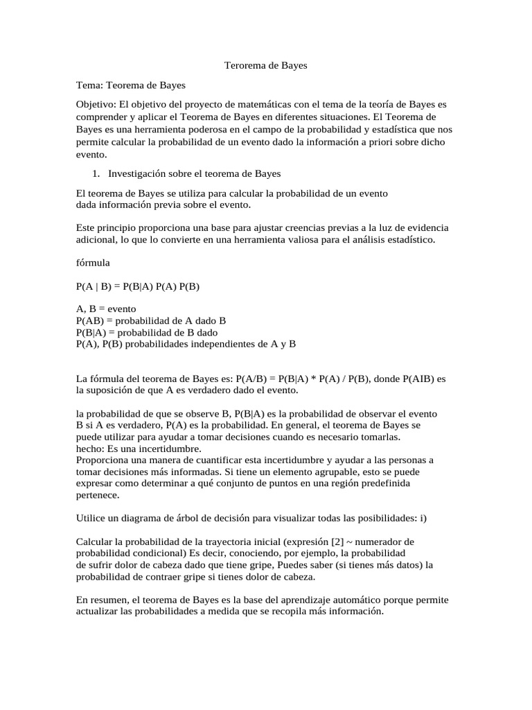 Terorema de Bayes | PDF | Probabilidad | Teorema