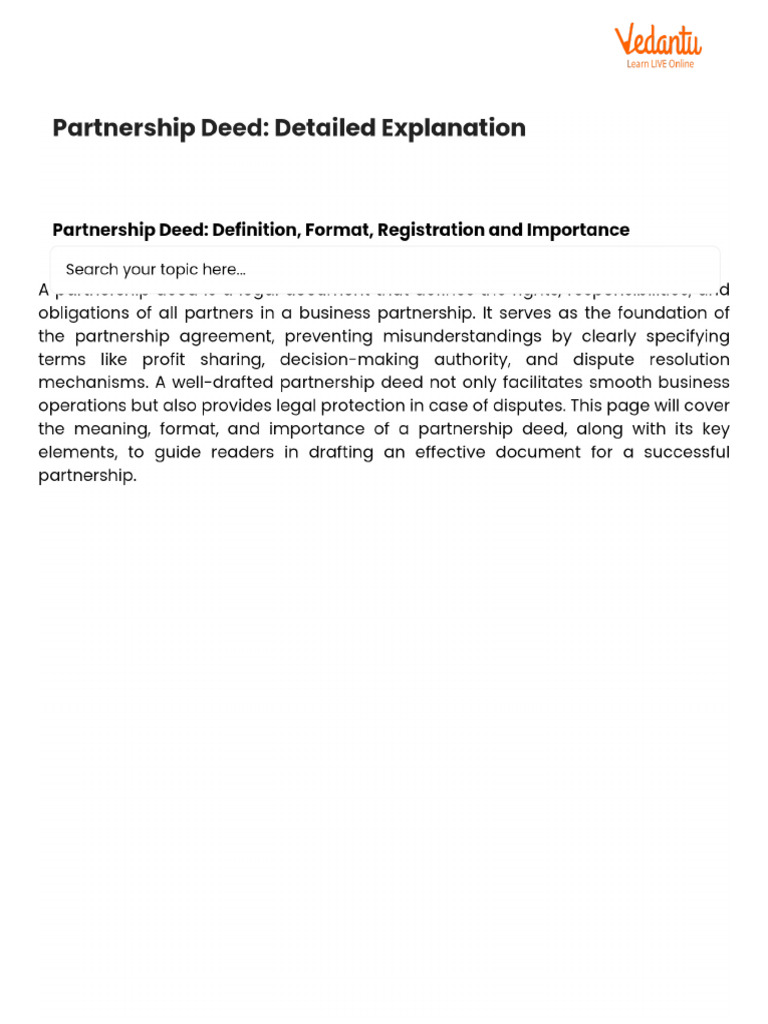 Partnership Deed - Detailed Explanation | PDF