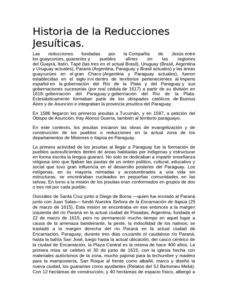 Reducciones Jesuíticas en América del Sur | PDF