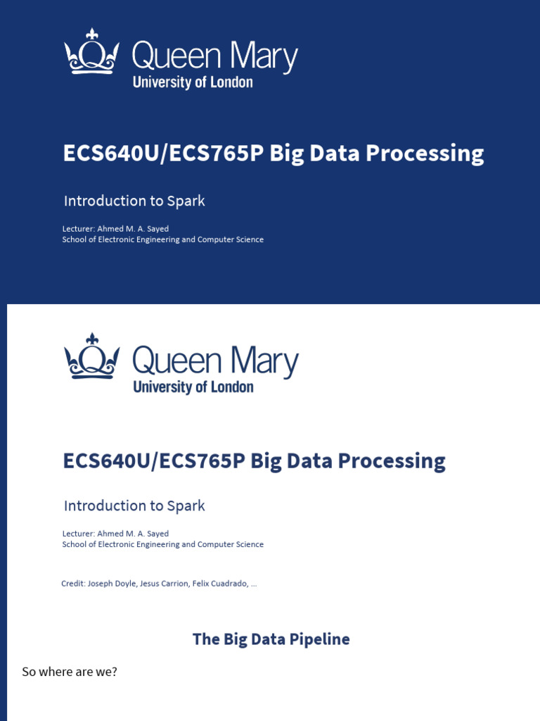 ECS765P - W4 - Introduction To Spark | PDF | Apache Spark | Apache Hadoop