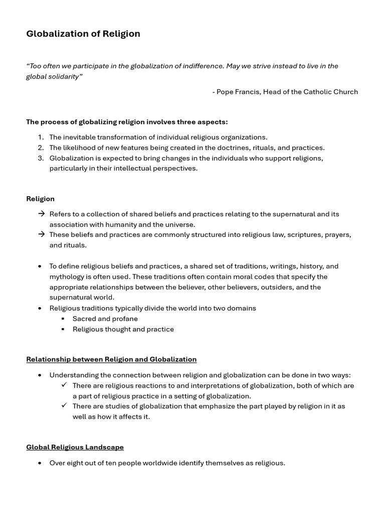 10 Globalization of Religion 1 | PDF | Irreligion | Zoroastrianism