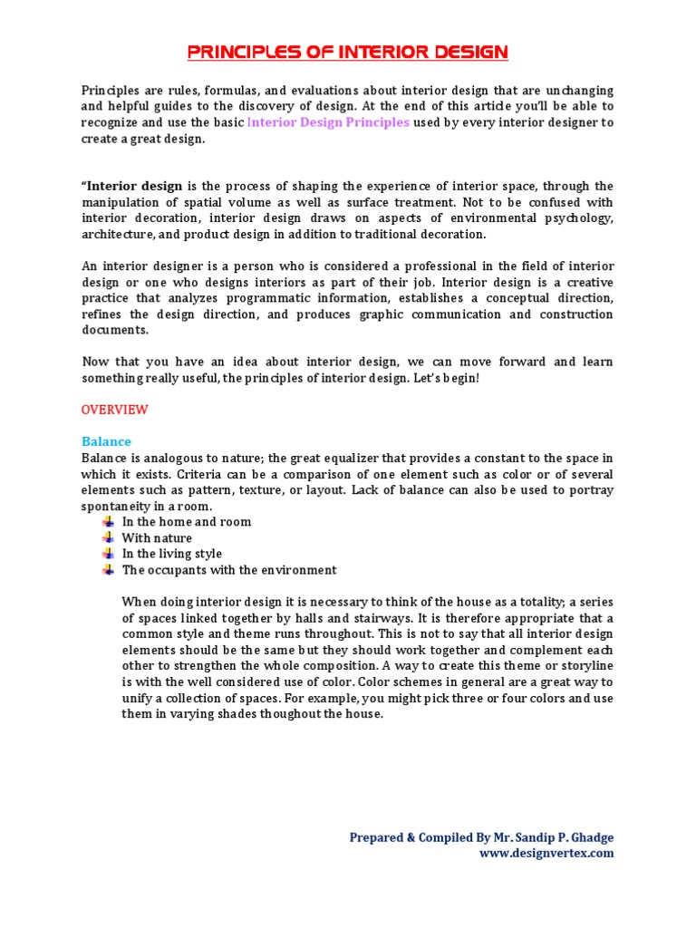 Key Principles of Interior Design | PDF | Interior Design | Asymmetry