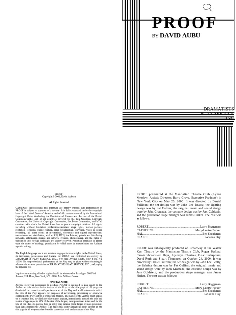 Proof David Auburn 2 PDF Free | PDF