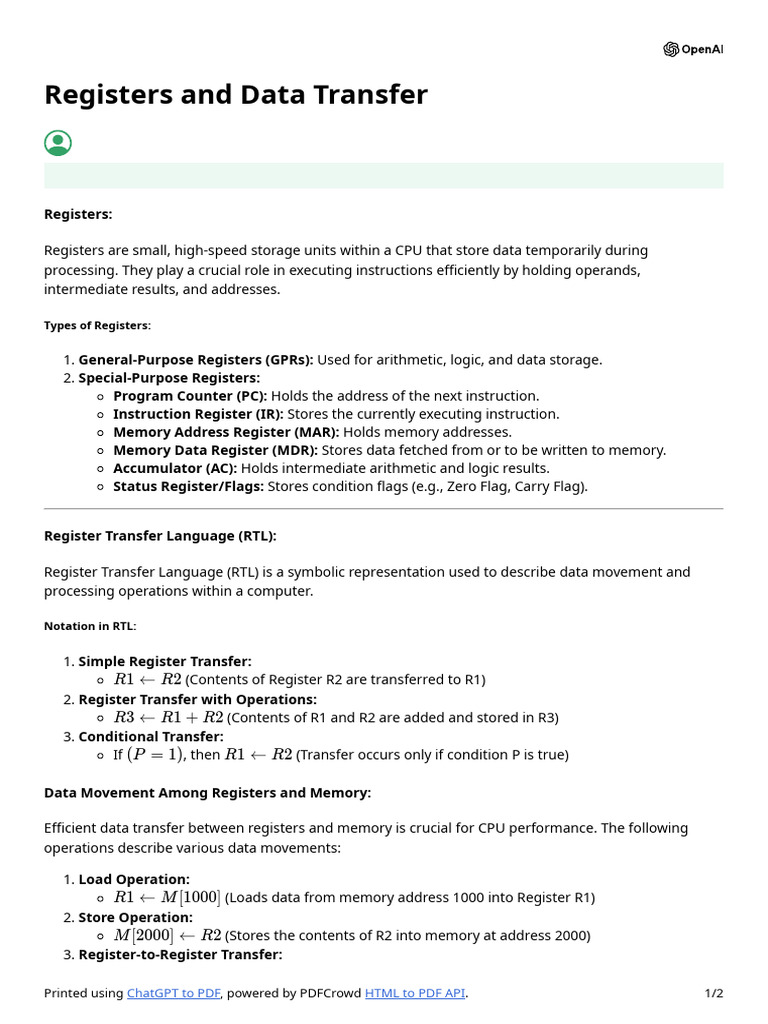 Data Movement in CPU Registers | PDF | Central Processing Unit | Computer Architecture