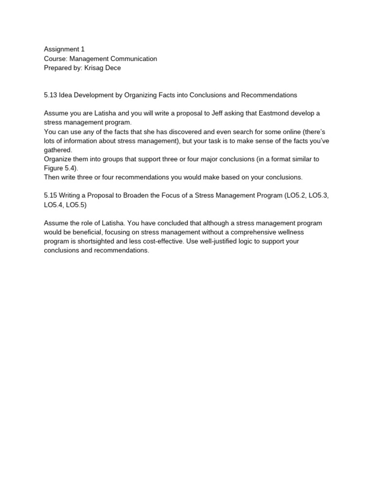 Assignment 1-5 | PDF | Stress Management | Mental Health