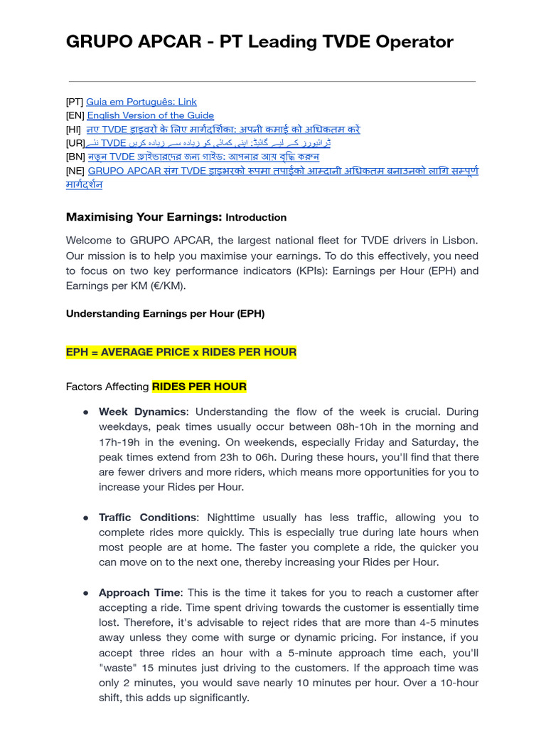APC, New Drivers Explanation (EN) | PDF | Pricing | Fare