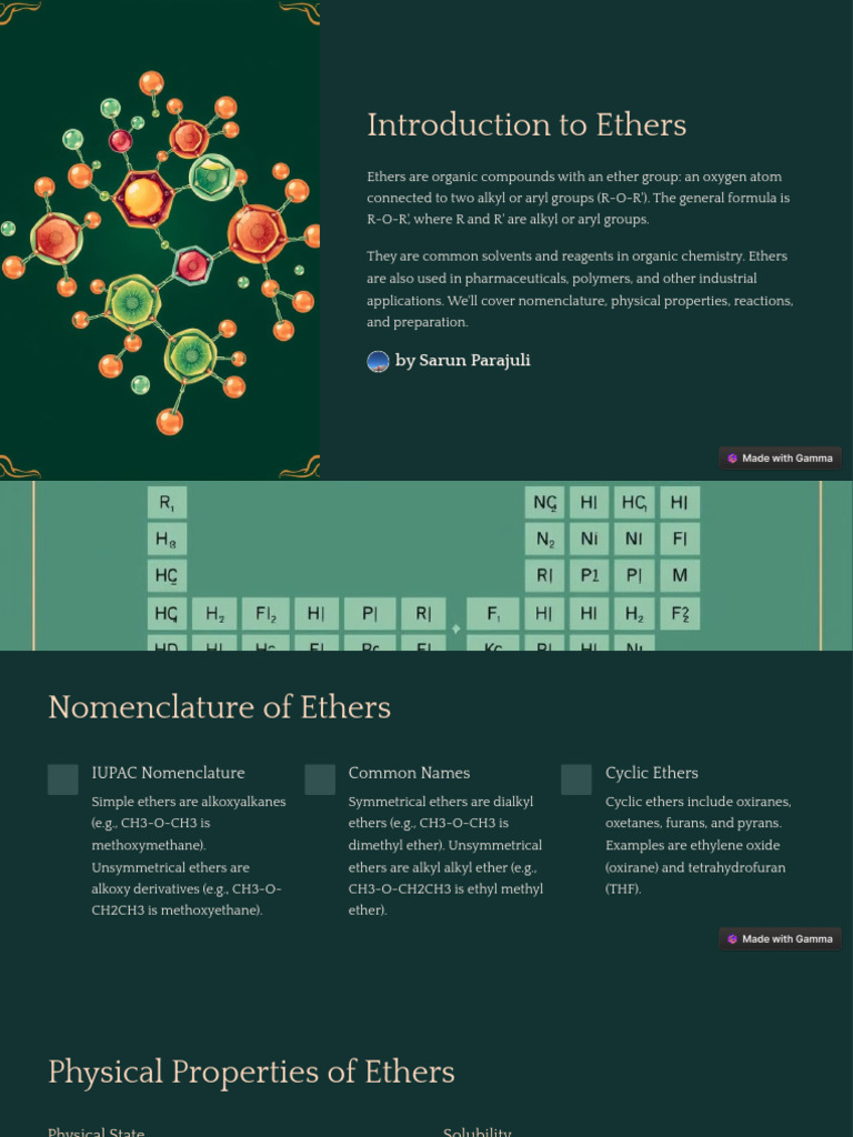 Introduction To Ethers | PDF | Ether | Chemical Substances