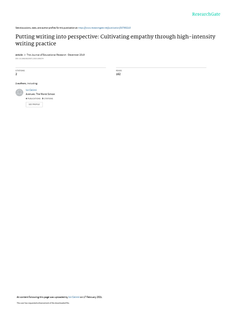 Putting Writing Into Perspective: Cultivating Empathy Through High ...